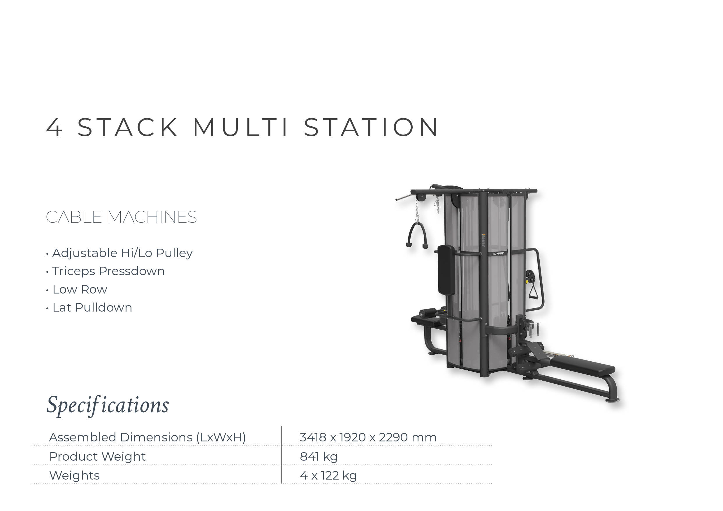 Spirit Fitness Commercial 4 Stack Multi Station Gym - Buy Online